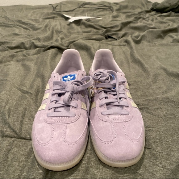 adidas | Shoes | Adidas Lavender Sneakers With Blue Accents | Poshmark